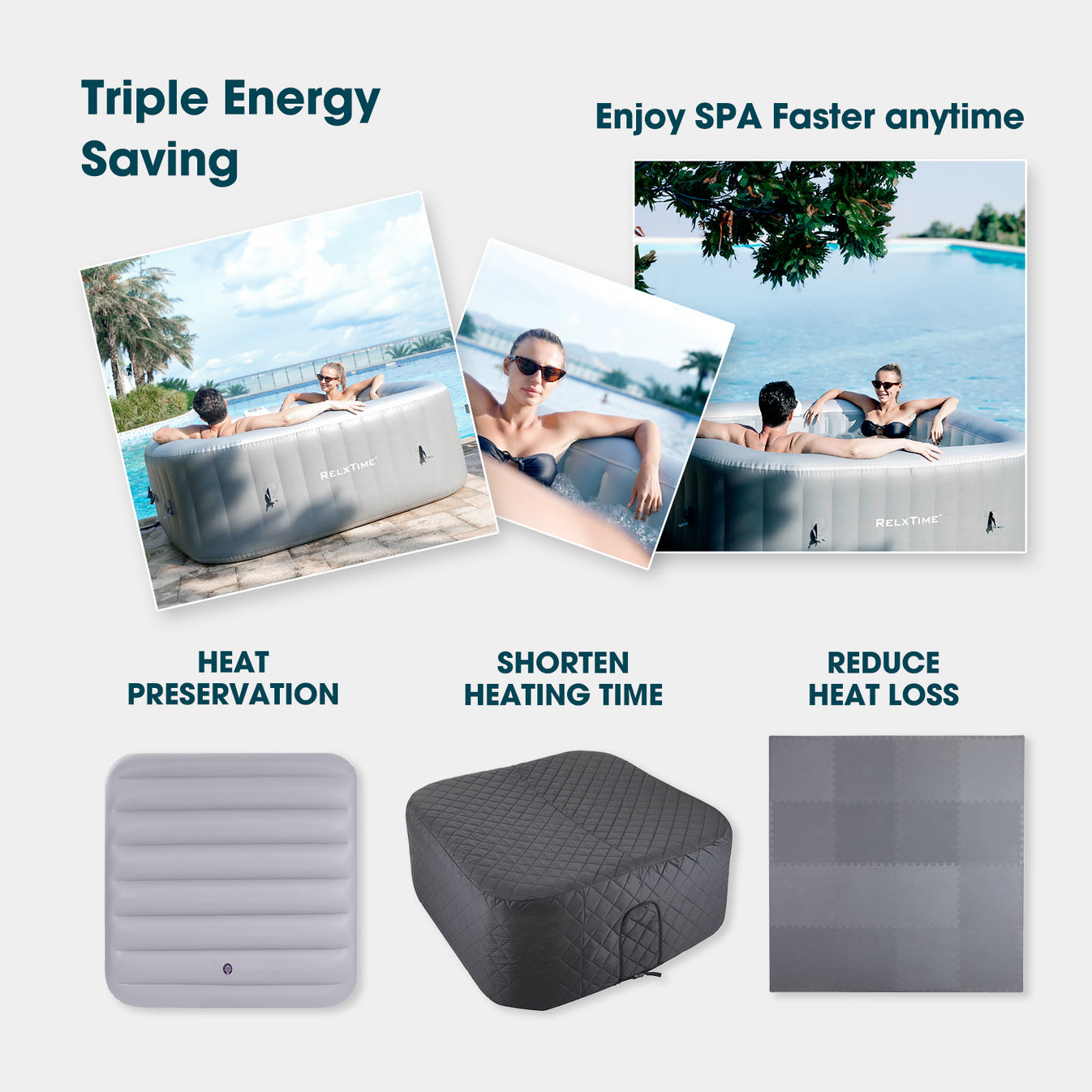 Hot Tub Insulation Set for 4-6 Person – Cover & Mat – Relxtime