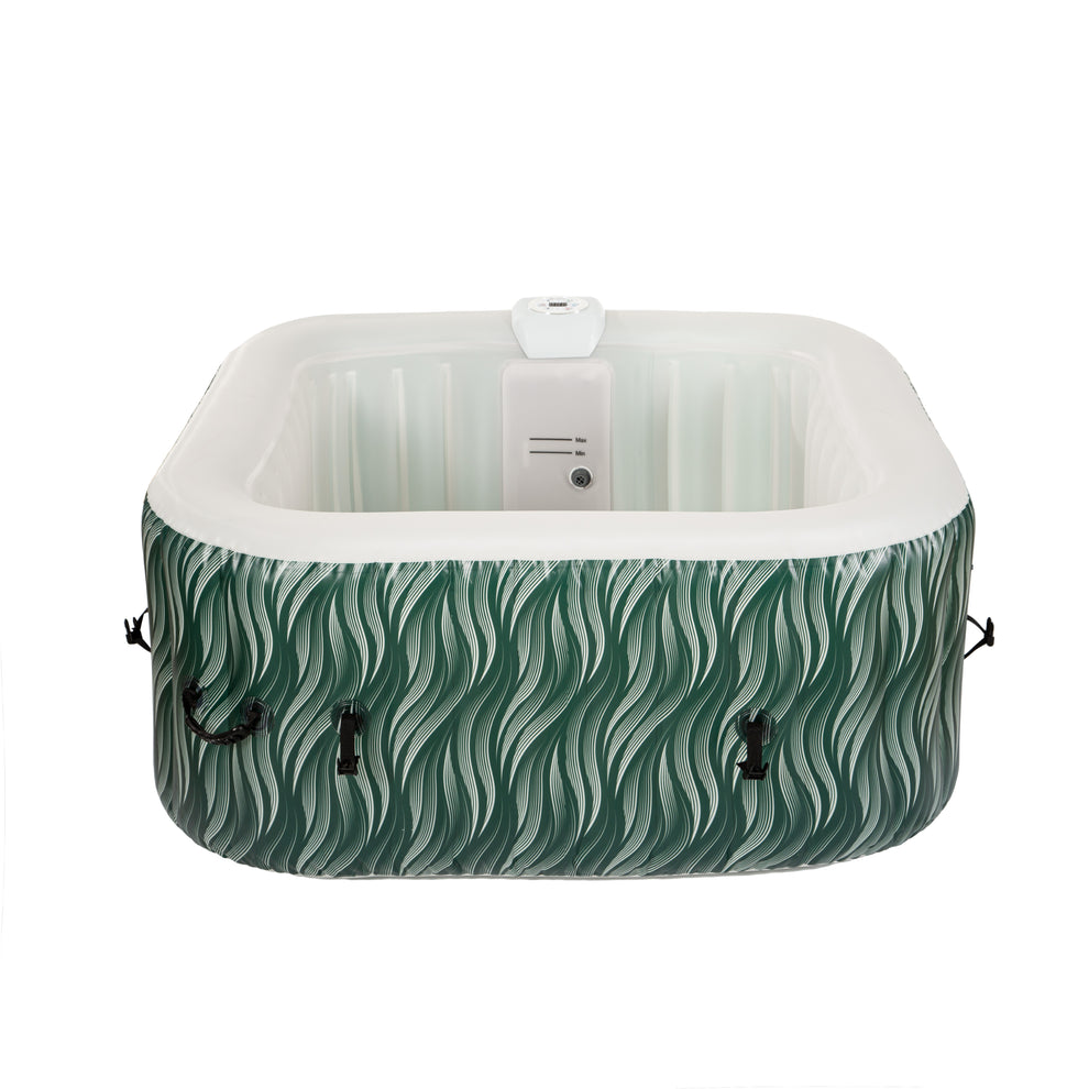 RELXTIME 4–6 Person Green LED Square Inflatable Hot Tub Spa – Relxtime